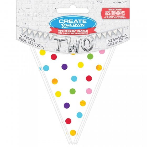 Rainbow Polka Dots Mini Pennant Banner NZ – Build a Birthday NZ