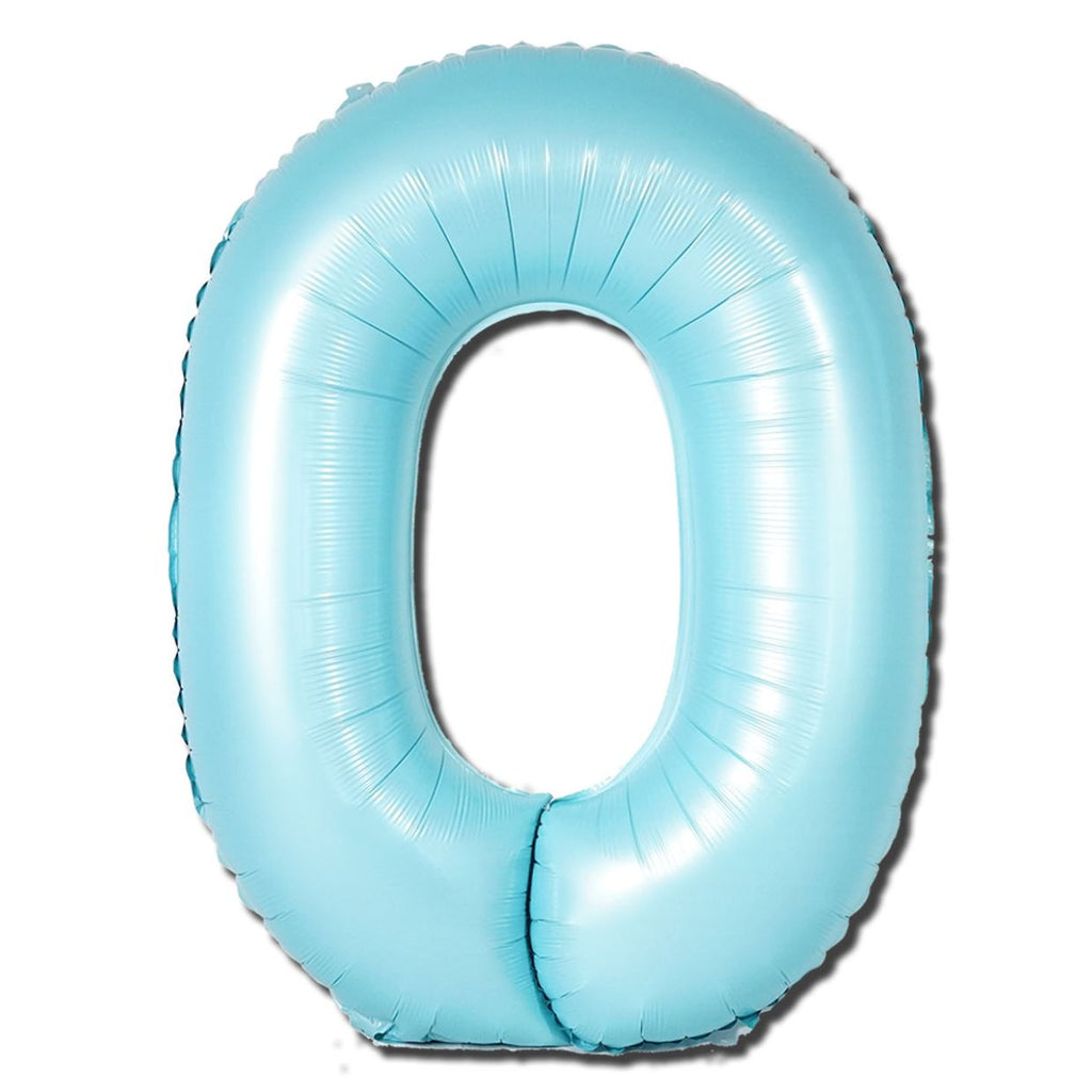 Giant Matte Light Blue Number Foil Balloon - 0 NZ – Build a Birthday NZ