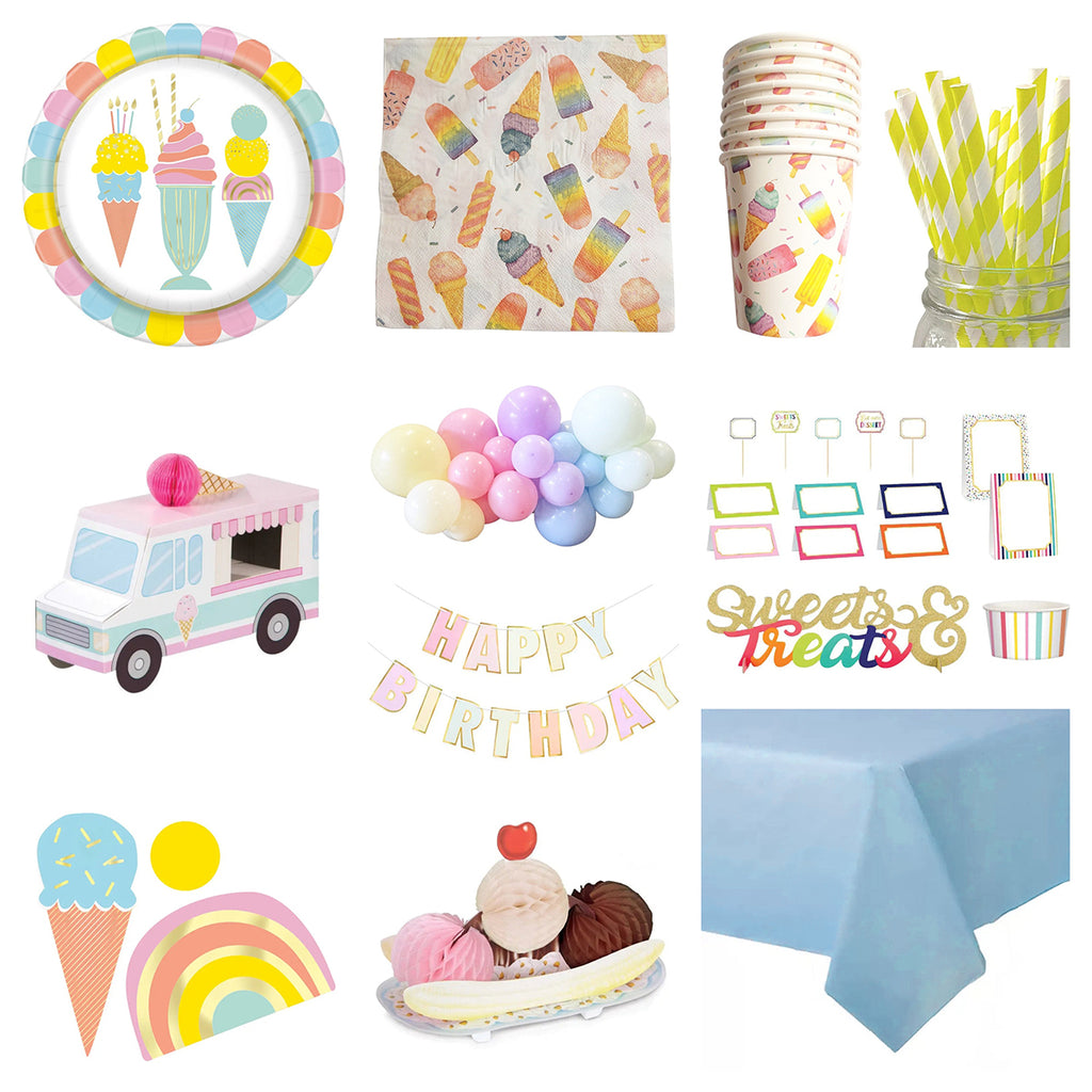 Ice Cream Party Pack for 8 - SAVE 25% – Build a Birthday NZ