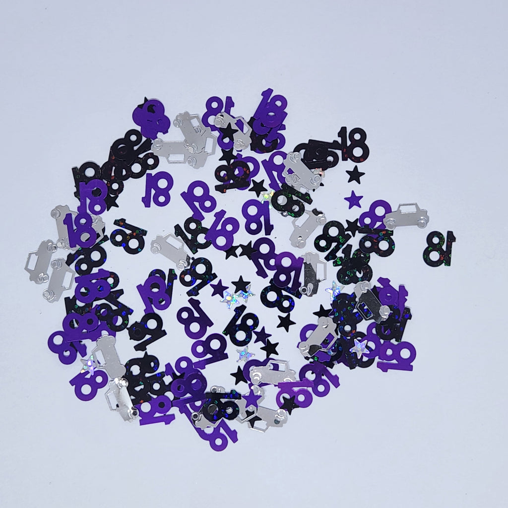 18th Confetti Purple, Black and Silver NZ – Build a Birthday NZ