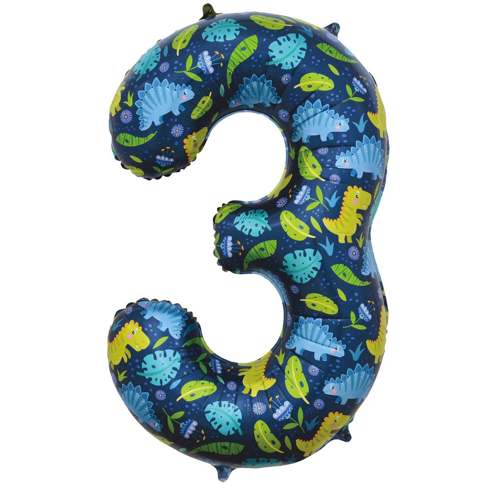 Giant Dinosaur Number 3 Foil Balloon NZ – Build a Birthday NZ
