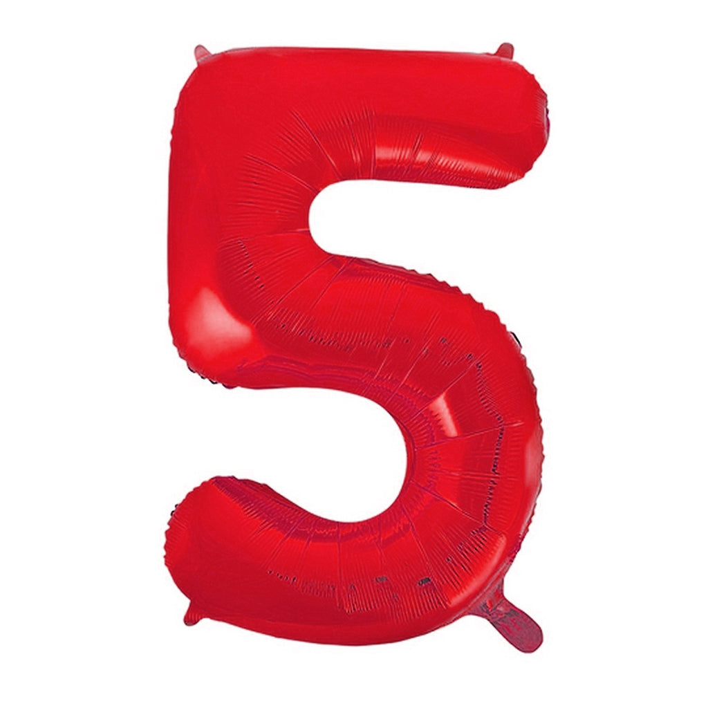 Giant Red Number 5 Foil Balloon NZ – Build a Birthday NZ