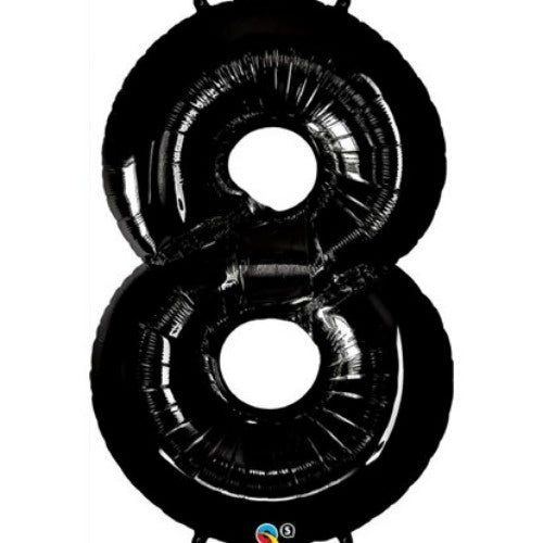 Qualatex Giant Black Number Foil Balloon - 8 – Build a Birthday NZ