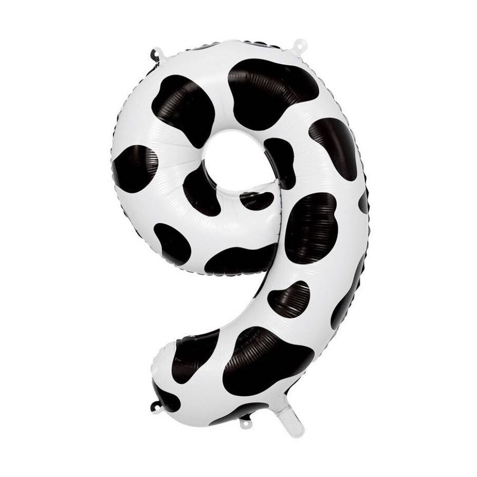 Giant Cow Print Number Foil Balloon - 9 NZ – Build a Birthday NZ