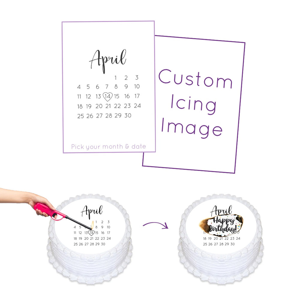 Custom Calendar Date Burnaway Edible Cake Image NZ – Build a Birthday NZ