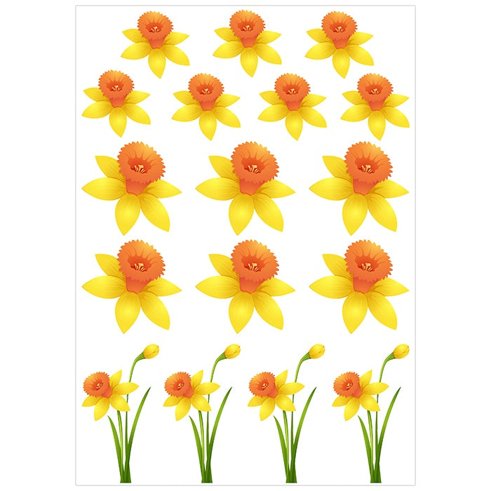 Cartoon Daffodils Edible Icing Icons NZ – Build a Birthday NZ