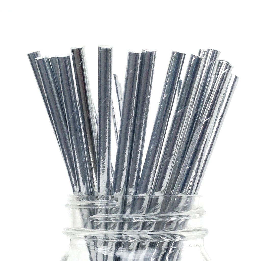Metallic Silver Straws - 20 Pkt NZ – Build a Birthday NZ