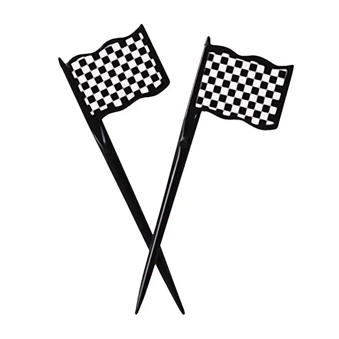 Checkered Flag Food Picks Toppers - 12 Pkt NZ – Build a Birthday NZ