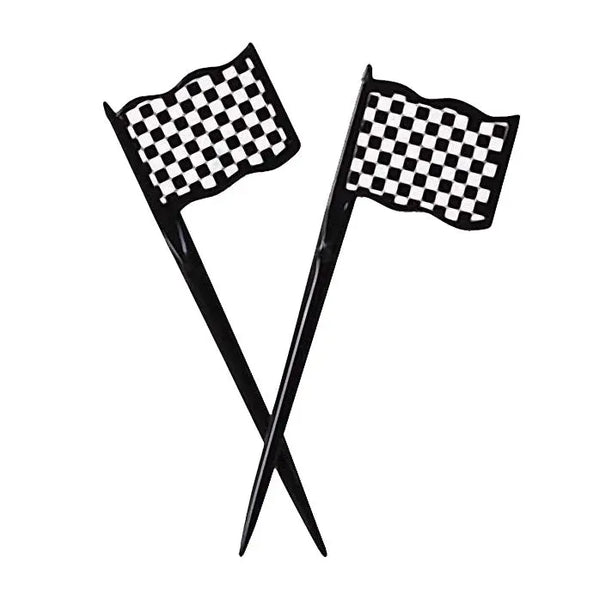 Checkered Flag Food Picks Toppers - 12 Pkt NZ – Build a Birthday NZ