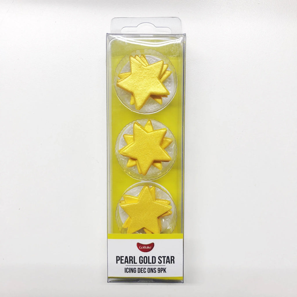 Edible Pearl Gold Star Edible Icing Dec Ons - 9 Pack – Build a Birthday NZ