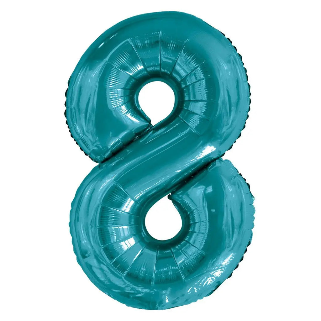 Giant Caribbean Teal Number Foil Balloon - 8 – Build a Birthday NZ