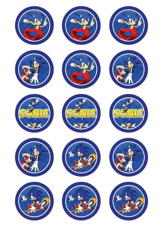 Sonic the Hedgehog Edible Cupcake Images – Build a Birthday NZ
