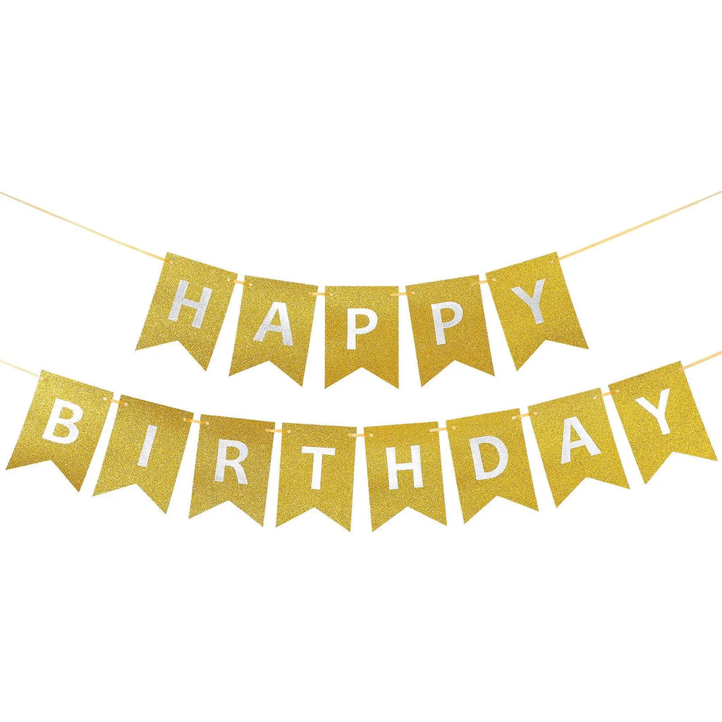 Gold Glitter Birthday Banner – Build a Birthday NZ