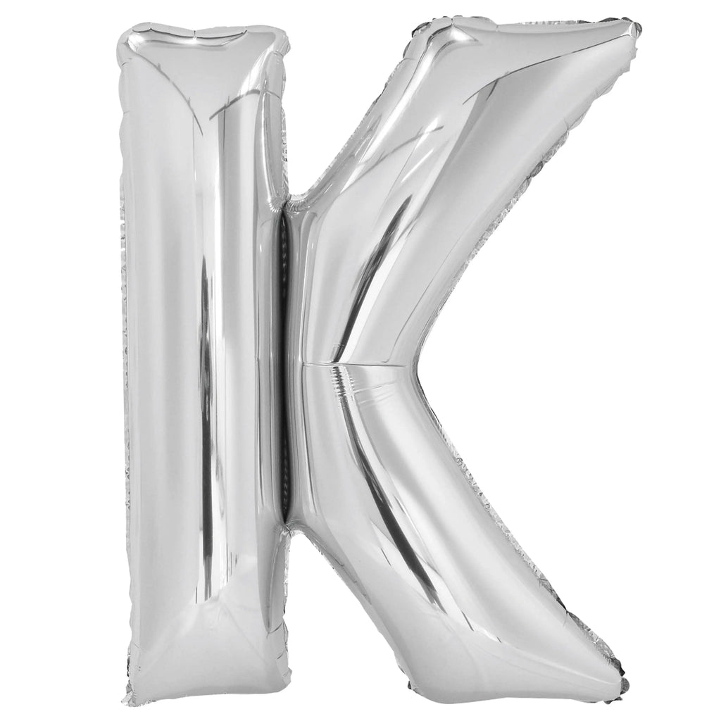 Giant Silver Letter Foil Balloon - K – Build a Birthday NZ