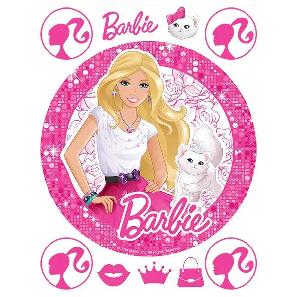 Barbie Wishes Round Edible Cake Image with FREE Edible Icons NZ – Build ...