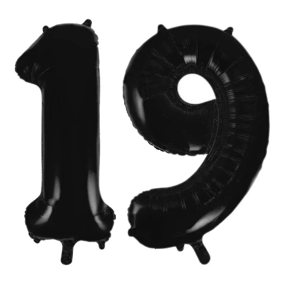 Giant Number 19 Foil Balloons - Black – Build a Birthday NZ