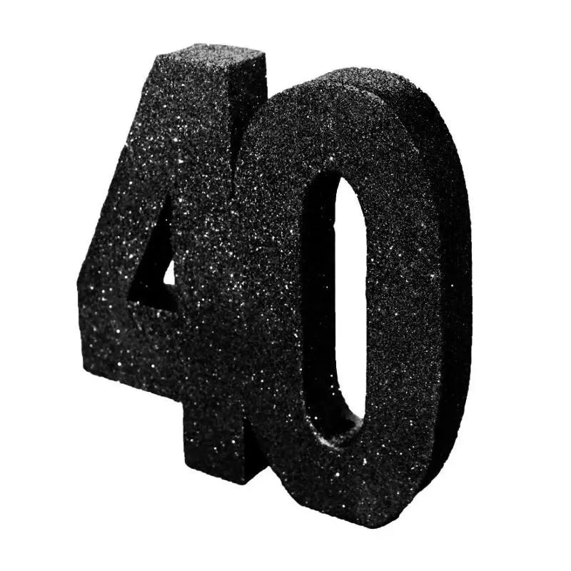 Foam Glitter Number 40 Black Centrepiece – Build a Birthday NZ