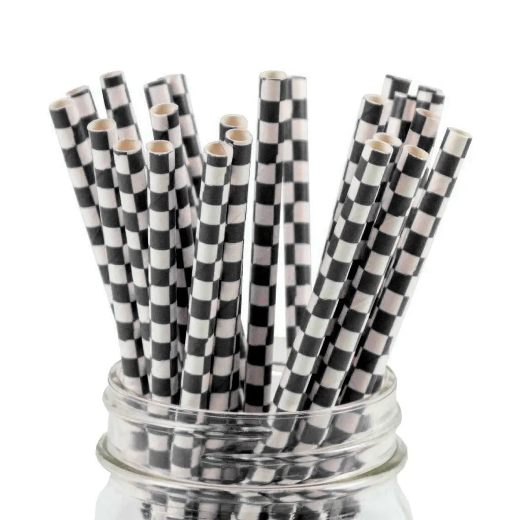 Checkered Paper Straws - 25 Pkt – Build a Birthday NZ