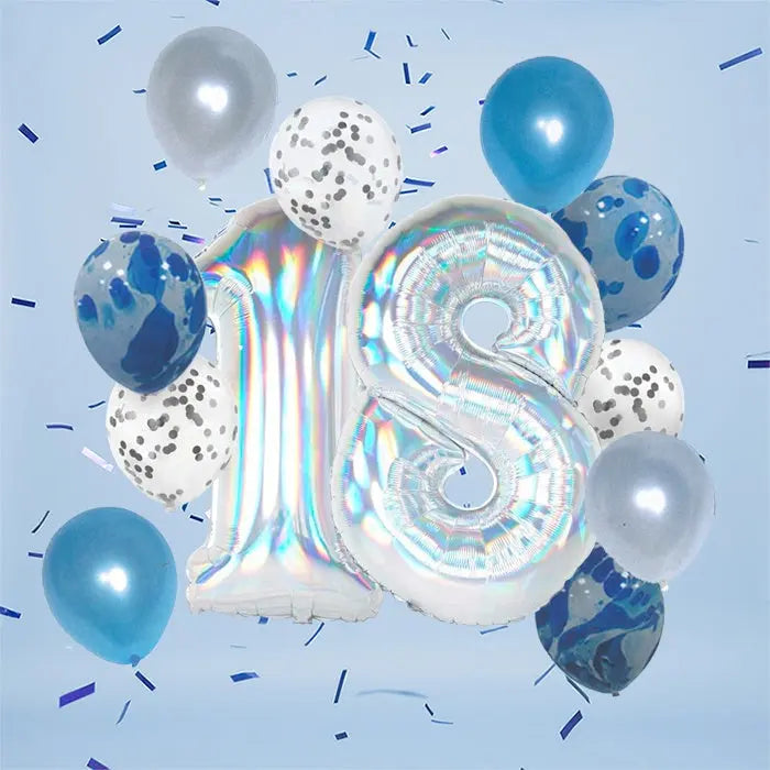 Blue Metallic 18th Birthday Balloon Pack NZ – Build a Birthday NZ