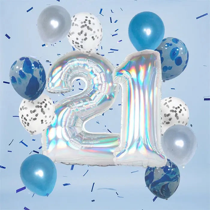 Blue Metallic 21st Birthday Balloon Pack NZ – Build a Birthday NZ