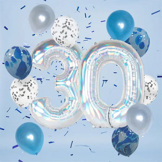 Blue Metallic 30th Birthday Balloon Pack NZ – Build a Birthday NZ