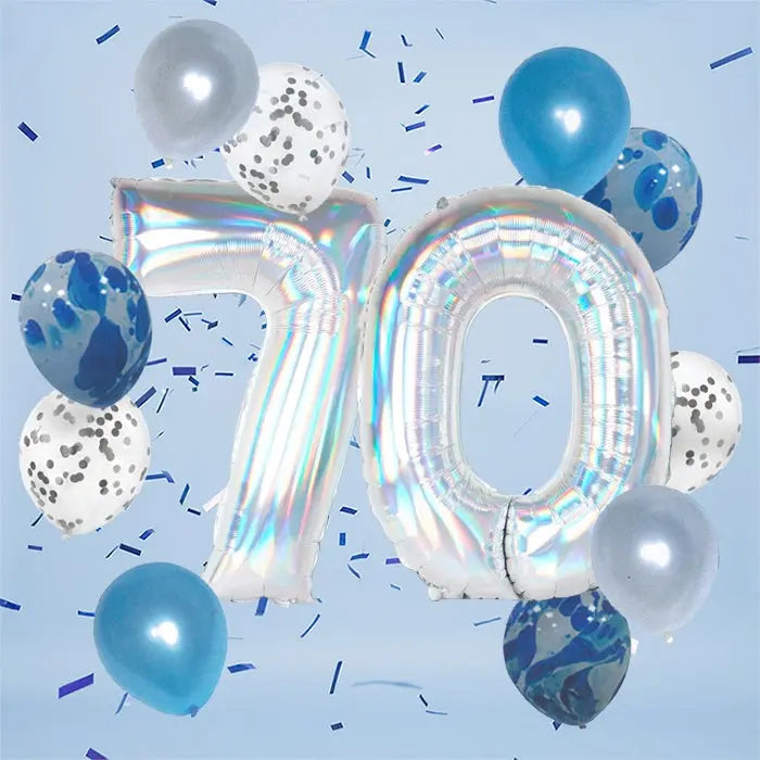 Blue Metallic 70th Birthday Balloon Pack NZ – Build a Birthday NZ