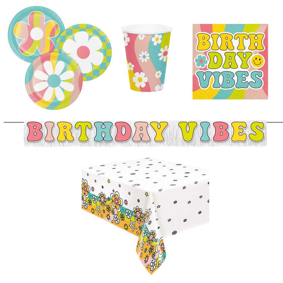 60s Flower Power Party Essentials - 34 Pc - SAVE 10% – Build a Birthday NZ