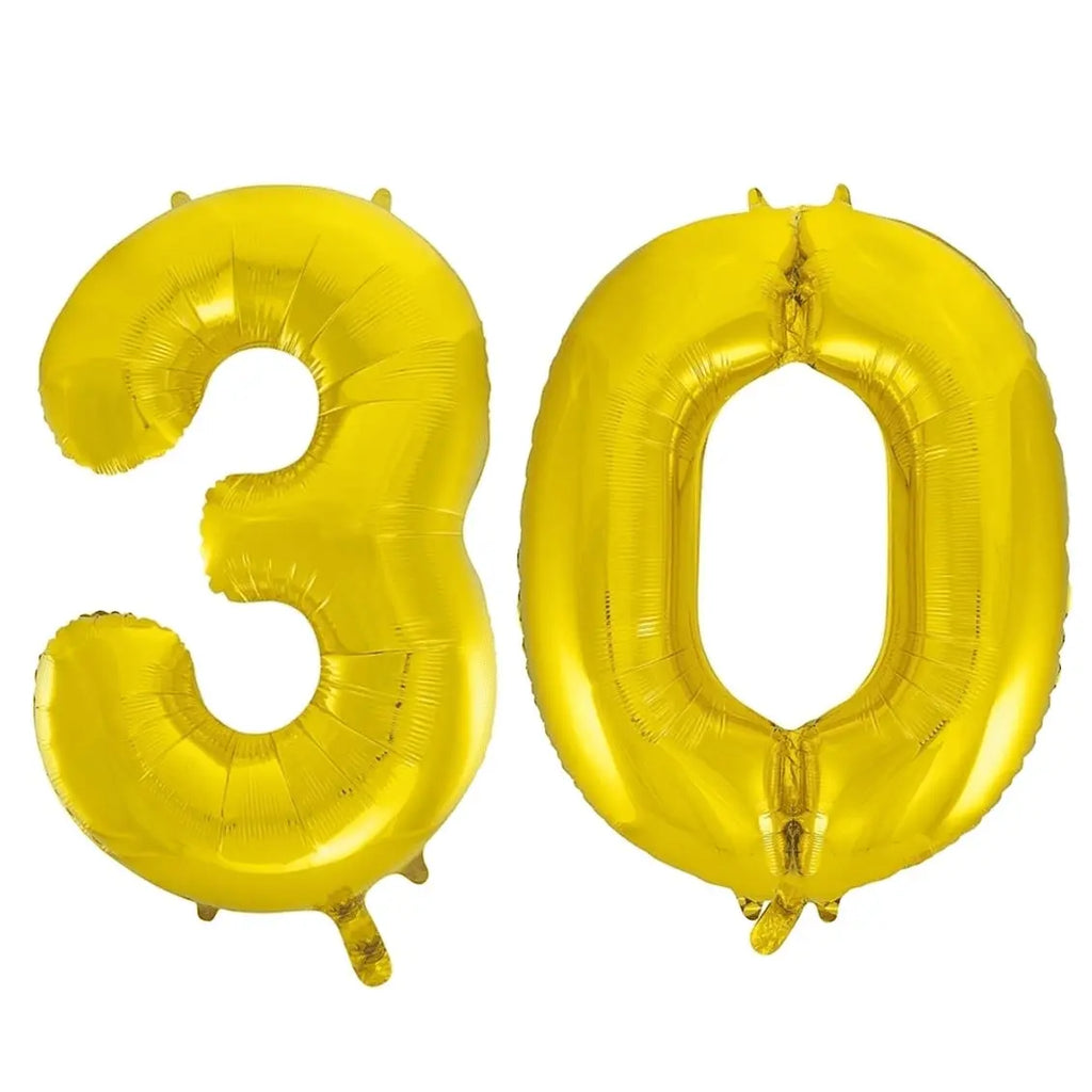 Giant Number 30 Foil Balloons - Gold – Build a Birthday NZ