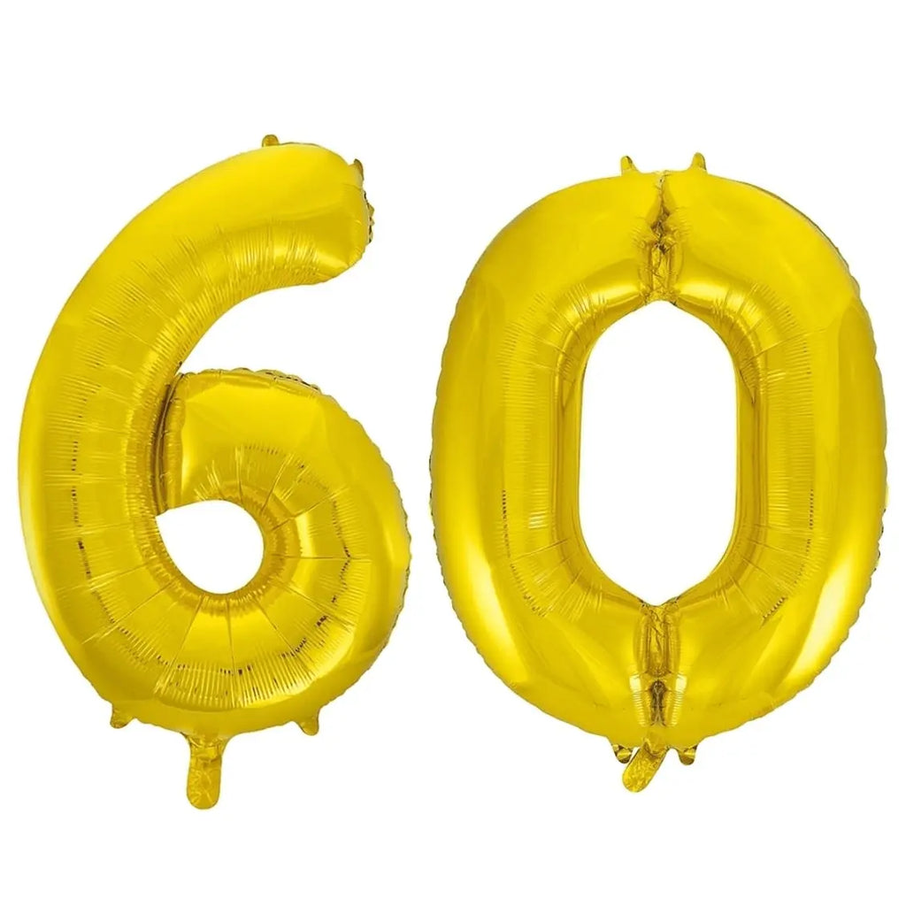 Giant Number 60 Foil Balloons - Gold – Build a Birthday NZ