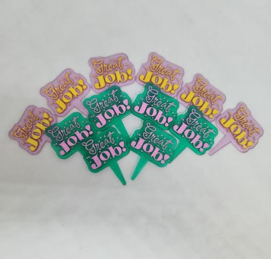 Reusable "Great Job" Cupcake Toppers - 12 Pkt – Build a Birthday NZ