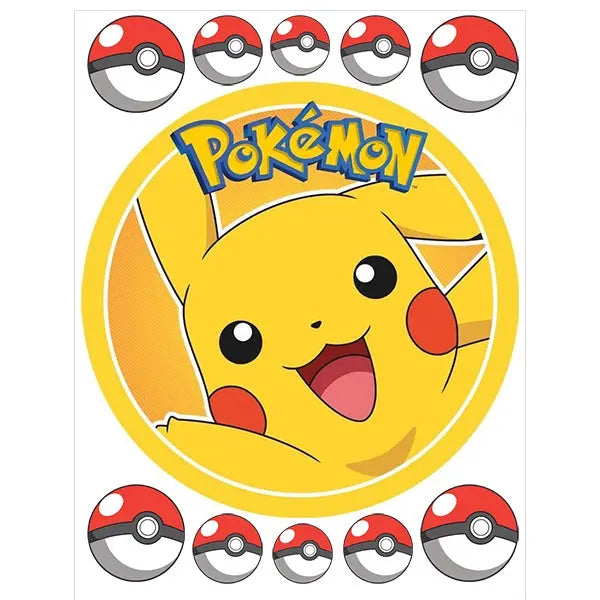 Pikachu Edible Cake Image with FREE Edible Icons NZ – Build a Birthday NZ