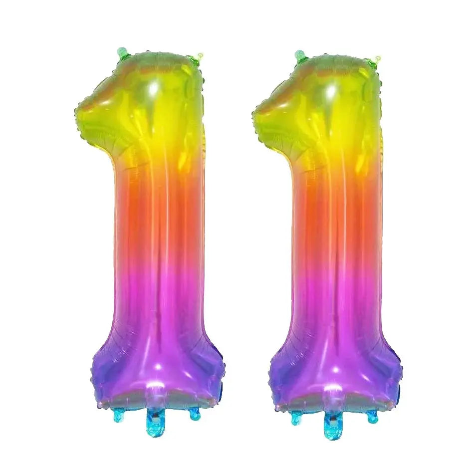 Giant Number 11 Foil Balloons - Rainbow – Build a Birthday NZ
