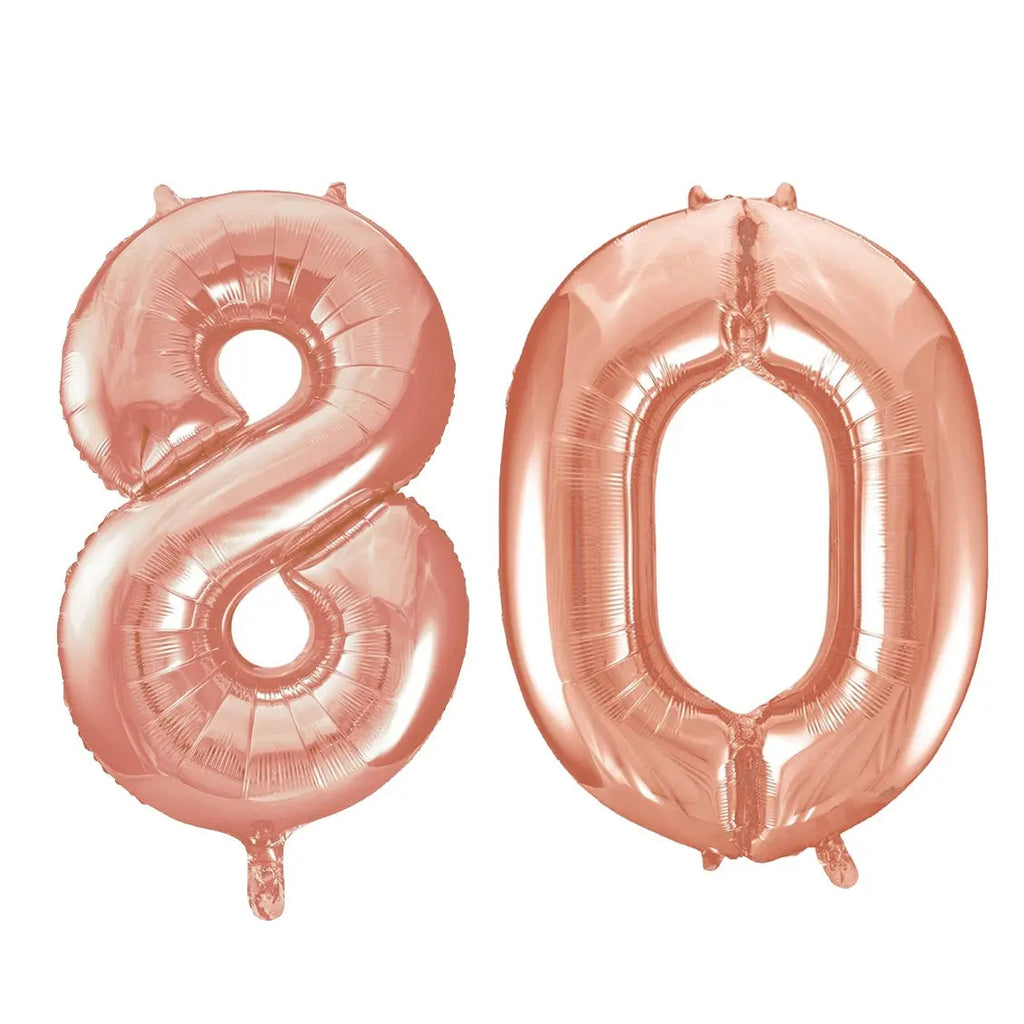 Giant Number 80 Foil Balloons - Rose Gold – Build a Birthday NZ