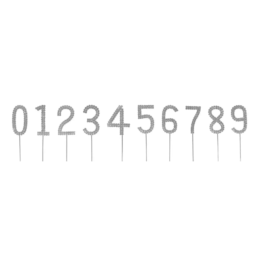 Silver Diamante Number Cake Topper – Build a Birthday NZ