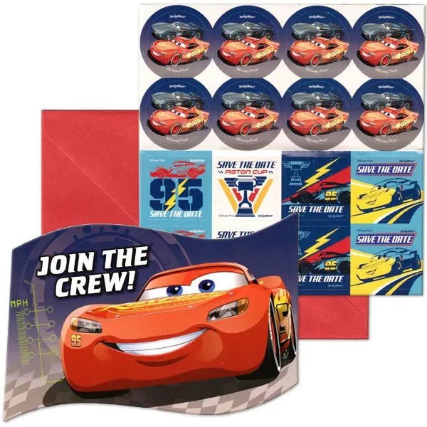 Disney Cars 3 Invitations - 8 Pkt – Build a Birthday NZ